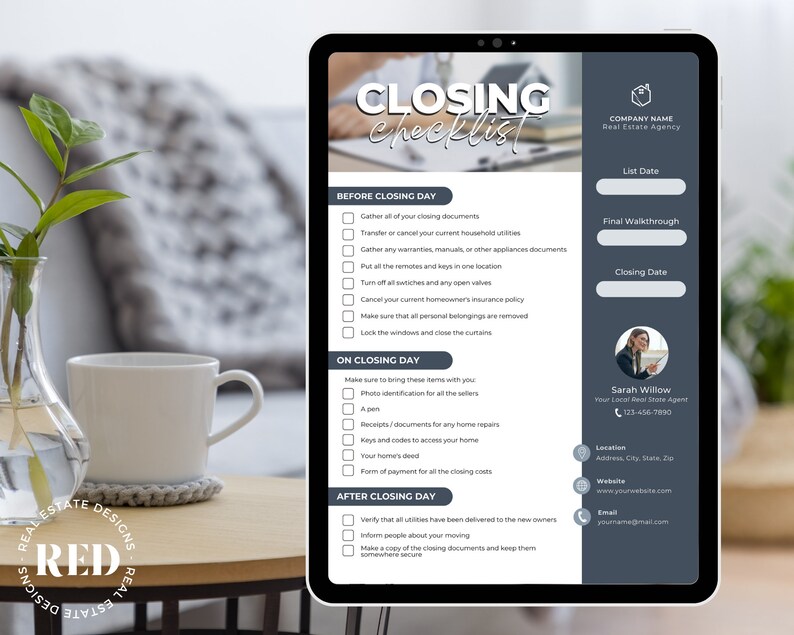 Real Estate Closing Checklist Template | Closing Checklist | Real ...