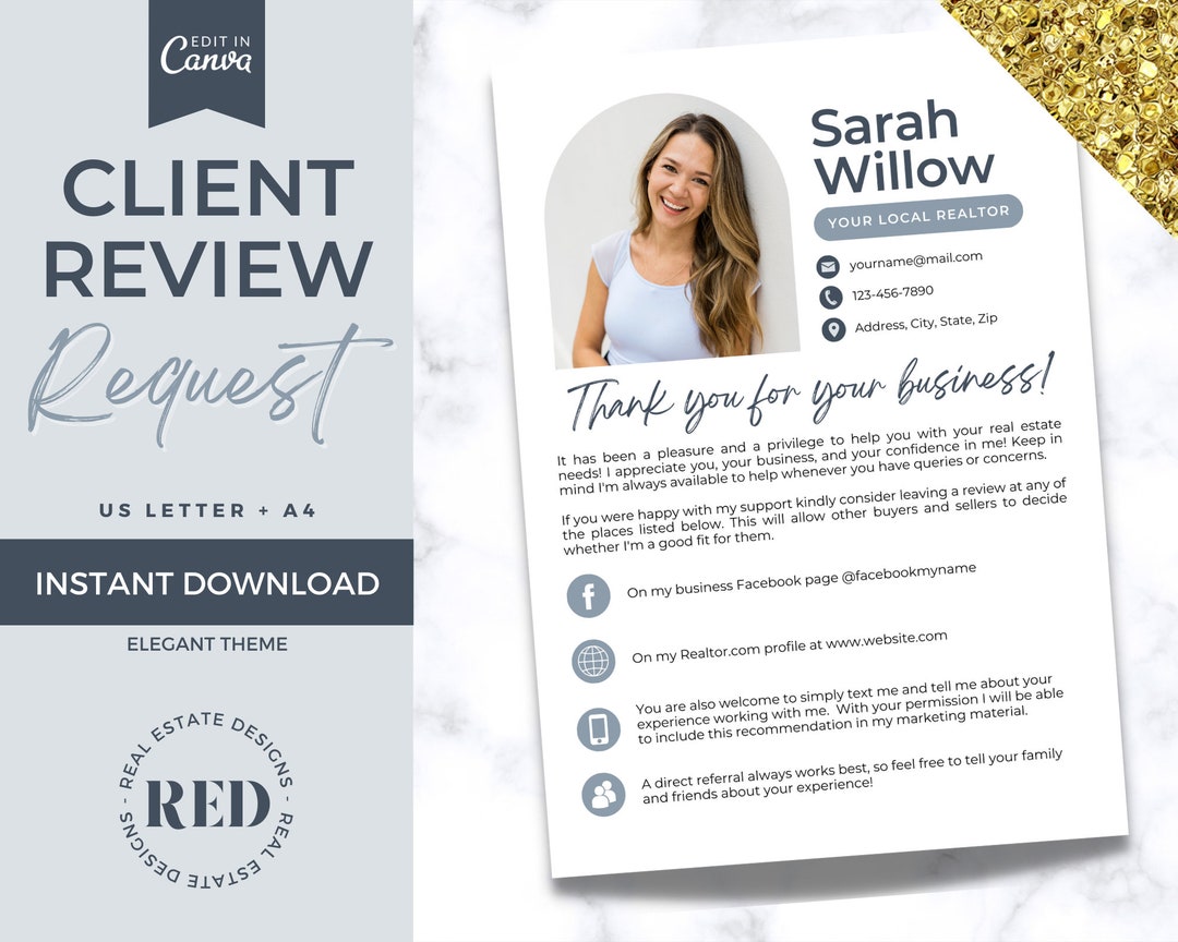 Client Review Request Flyer for Real Estate Agent | Real Estate Farming ...