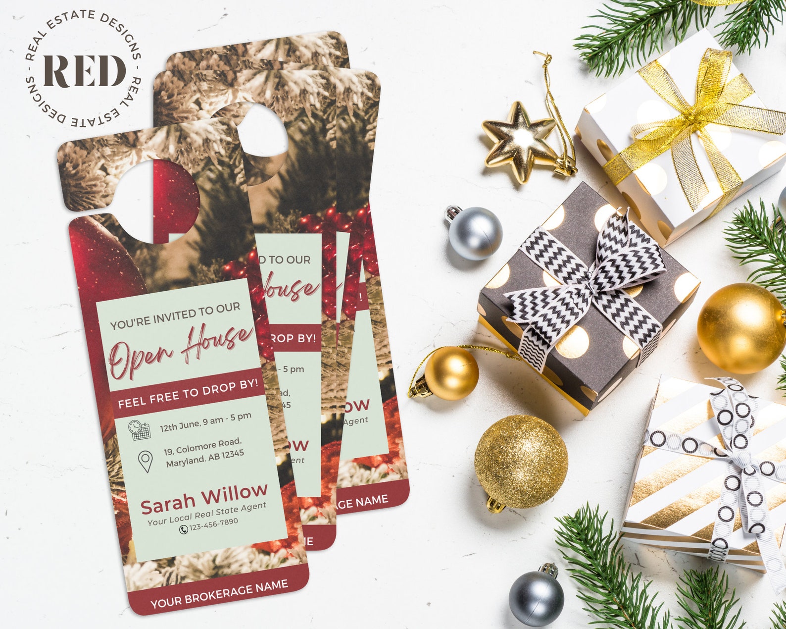 REALTOR Christmas Open House Door Hanger | Neighbor Prospecting | Real ...