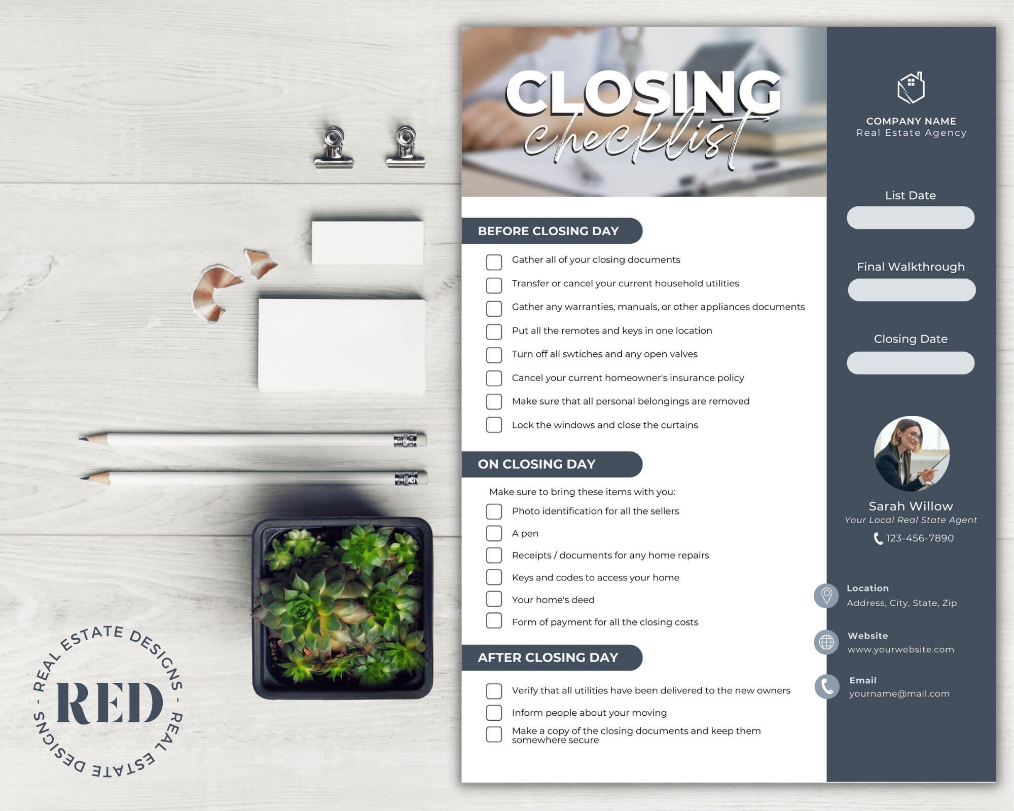Real Estate Closing Checklist Template | Closing Checklist | Real ...