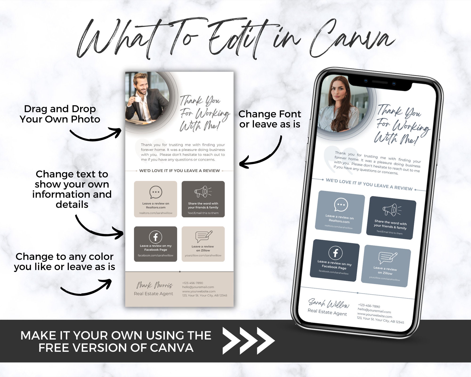 REALTOR Review Request Textable Card Real Estate Agent Branding Canva ...