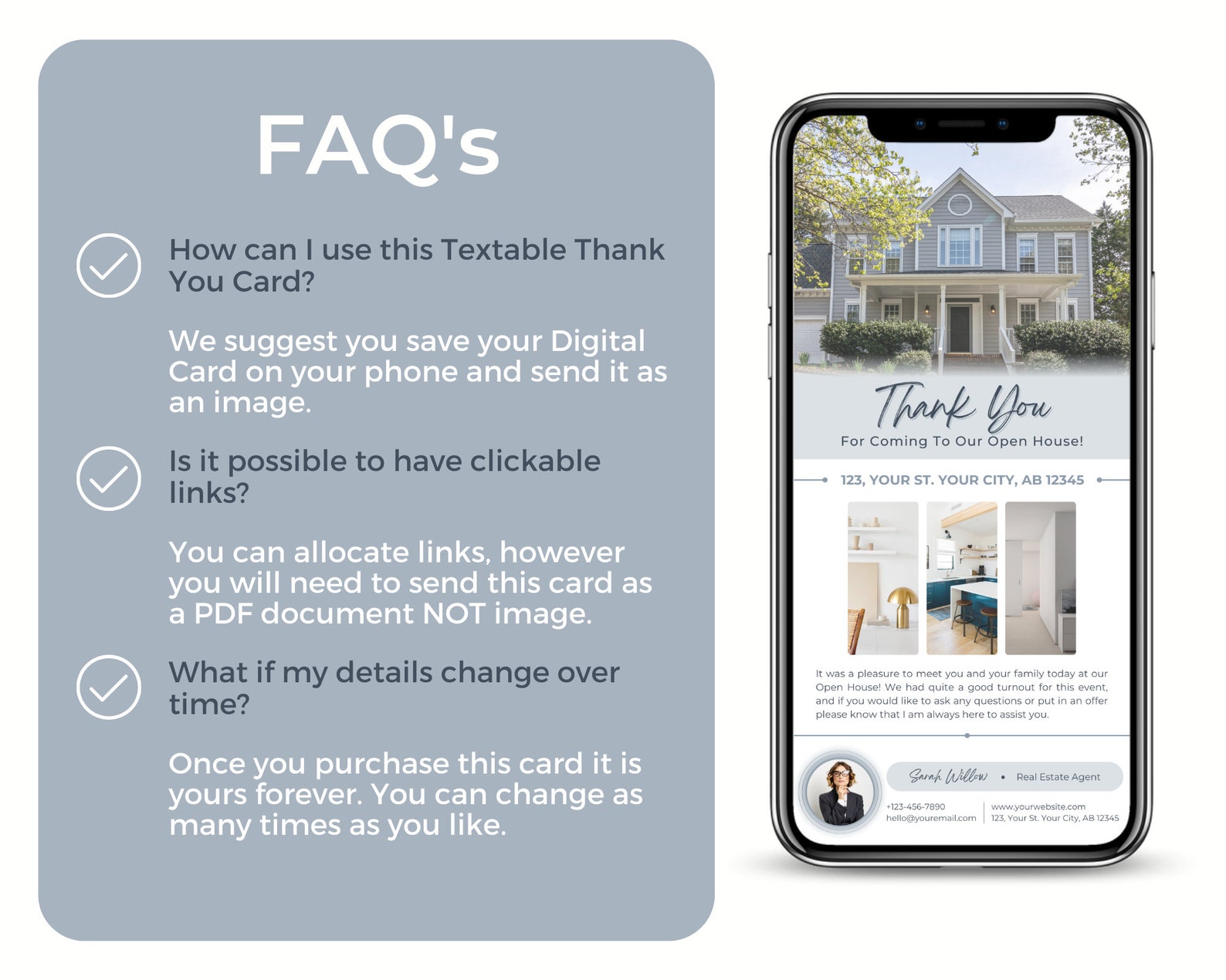 Open House Thank You Textable Card | Real Estate Textable Card | Canva ...