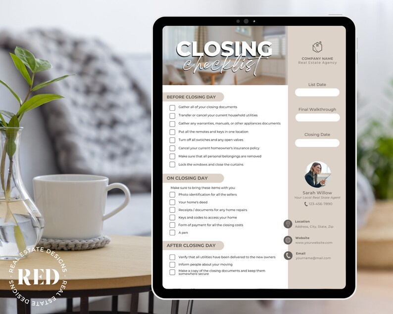 Closing Checklist | Real Estate Closing Checklist Template | Real ...