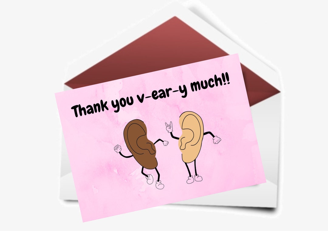 PINK Thankyou Card Audiology / ENT / Audiology Gifts / Audiology ...