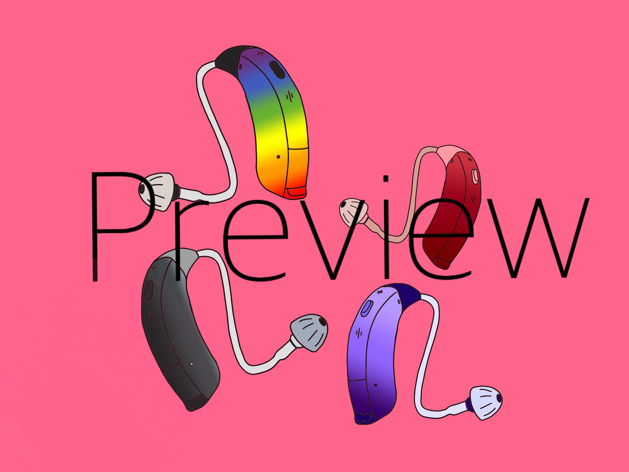 Colorful Hearing Aids Clipart (png Files) - Etsy