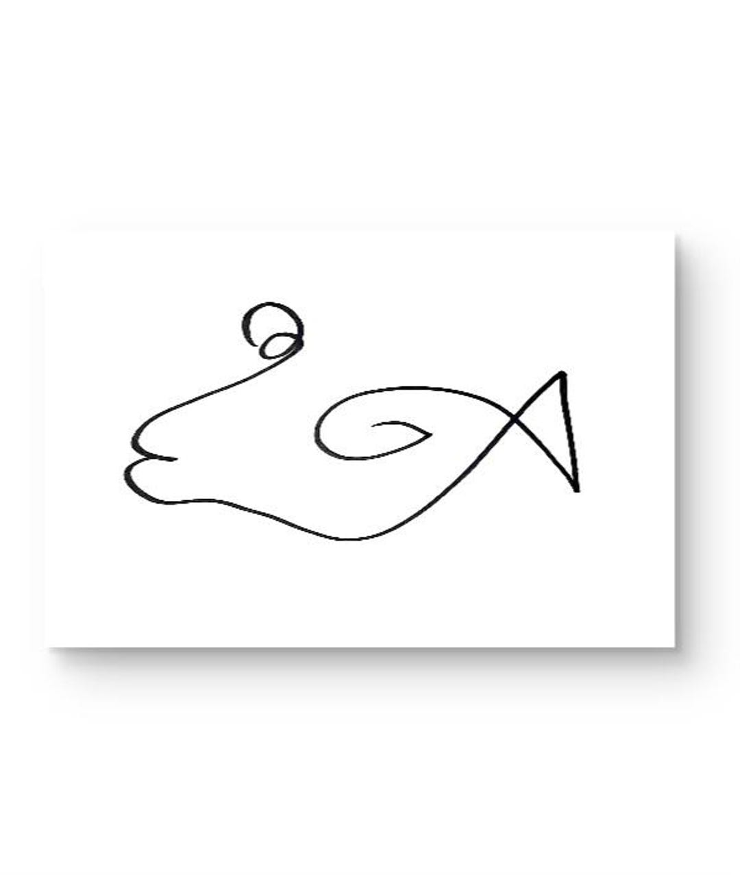 Original Minimalist Black and White Fish Linear Painting, Wall Art ...