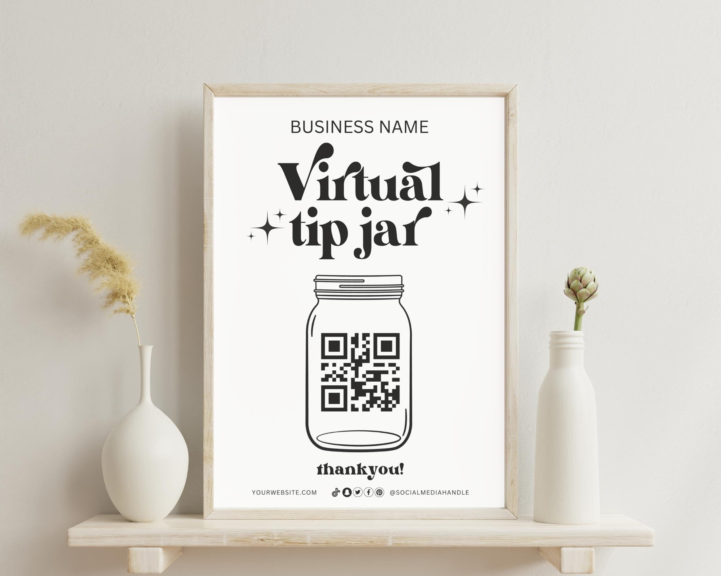 Printable Virtual Tip Jar Venmo Tip Jar Sign Cashapp Payment - Etsy