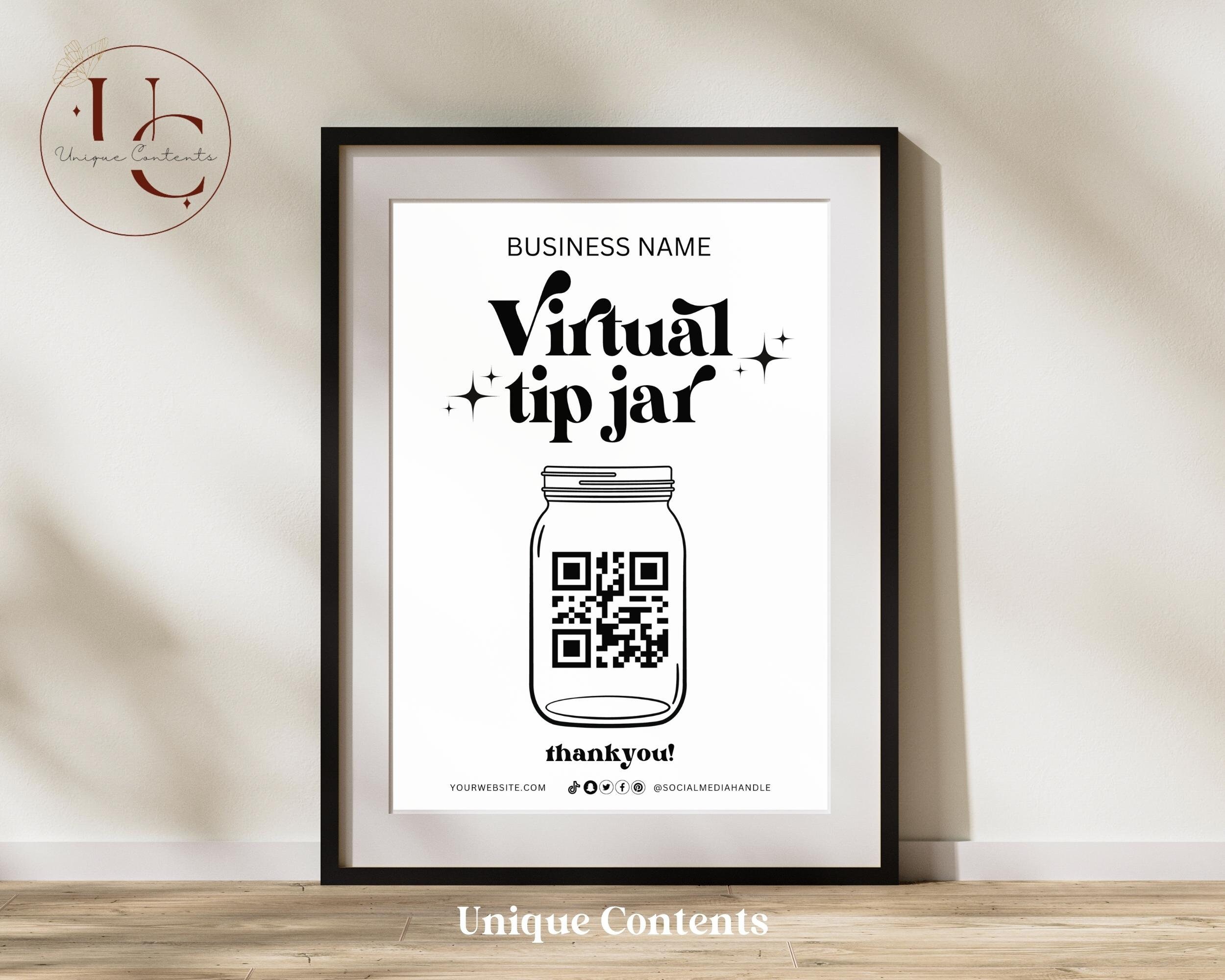 Printable Virtual Tip Jar Venmo Tip Jar Sign Cashapp Payment - Etsy