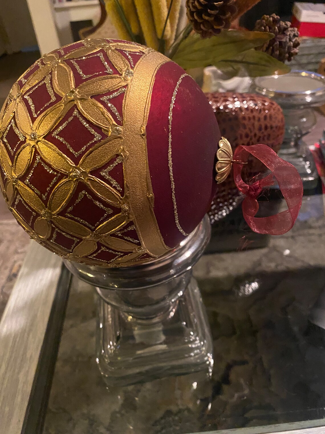 Frontgate Christmas Large Handblown 18 Hand Blown Ornament Red & Gold ...