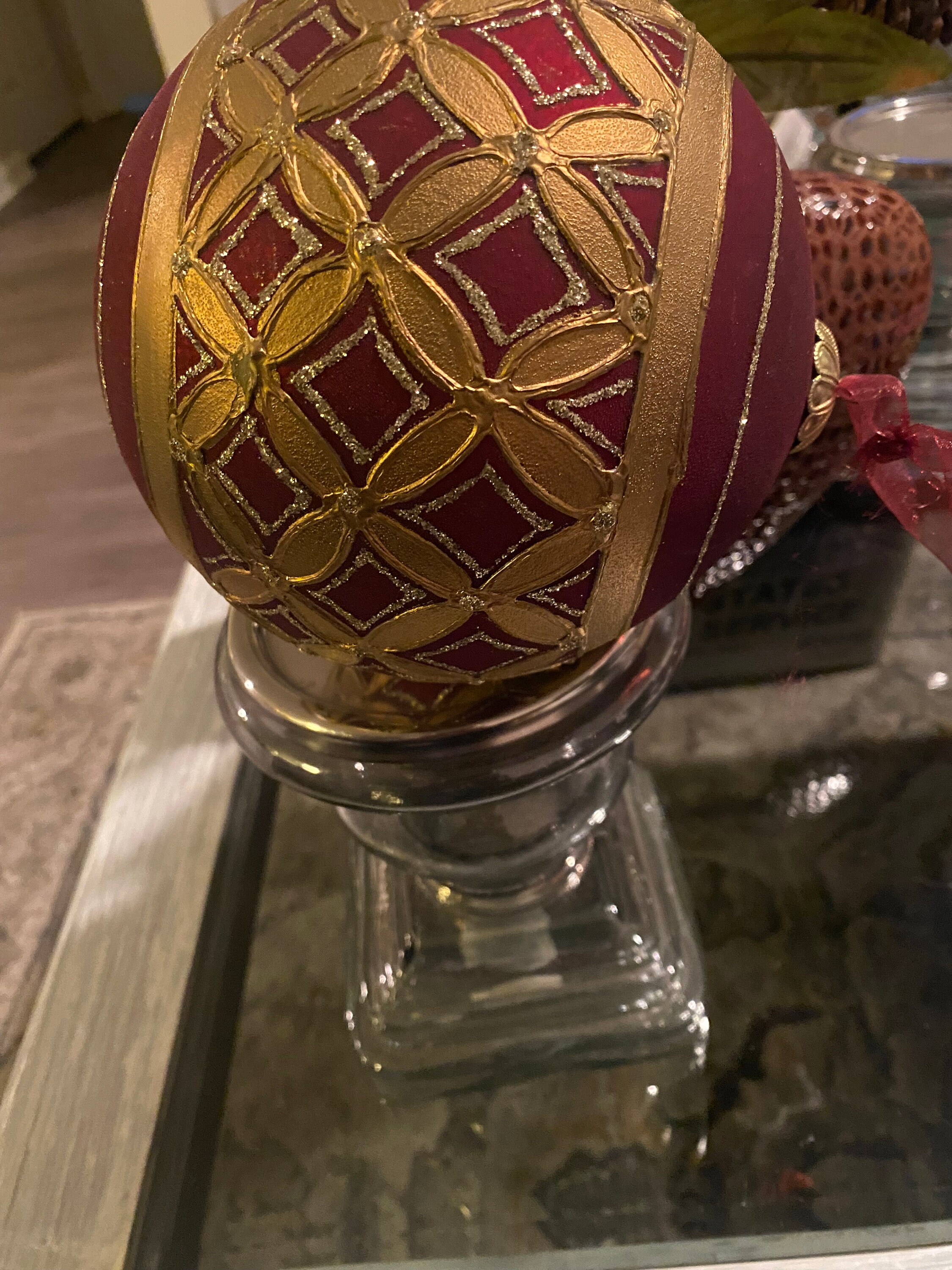 Frontgate Christmas Large Handblown 18 Hand Blown Ornament Red & Gold ...
