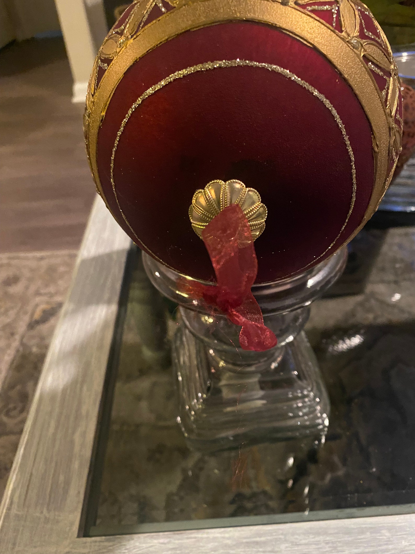 Frontgate Christmas Large Handblown 18 Hand Blown Ornament Red & Gold ...
