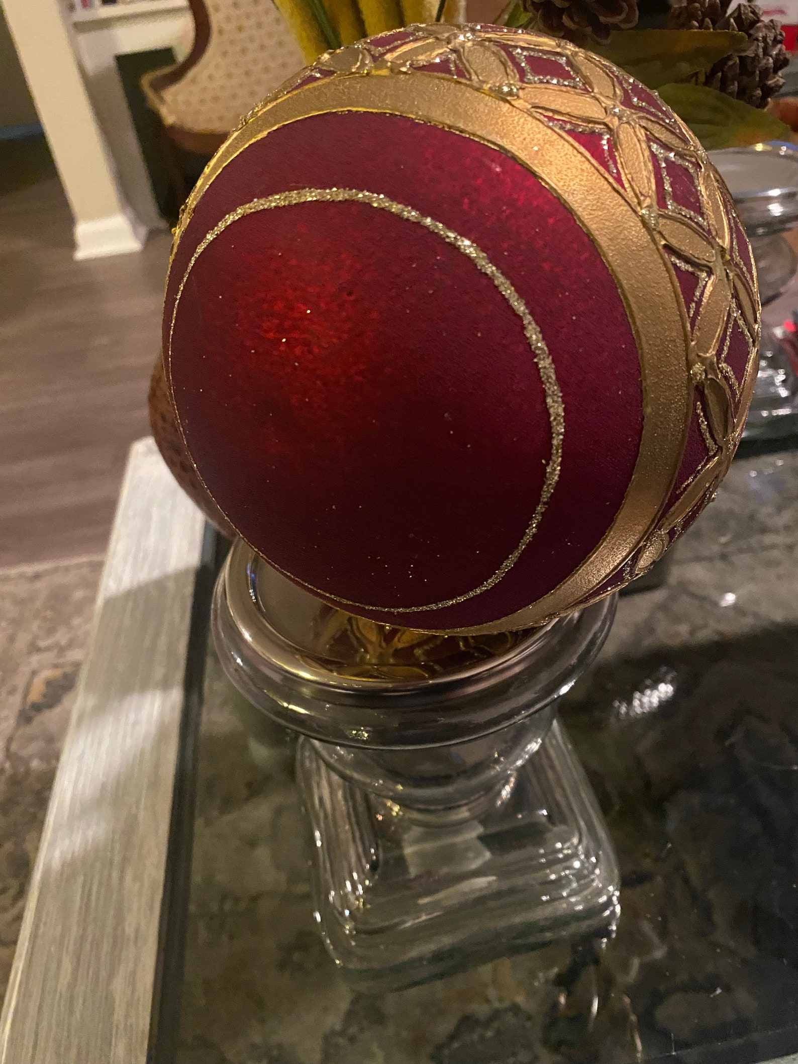 Frontgate Christmas Large Handblown 18 Hand Blown Ornament Red & Gold ...