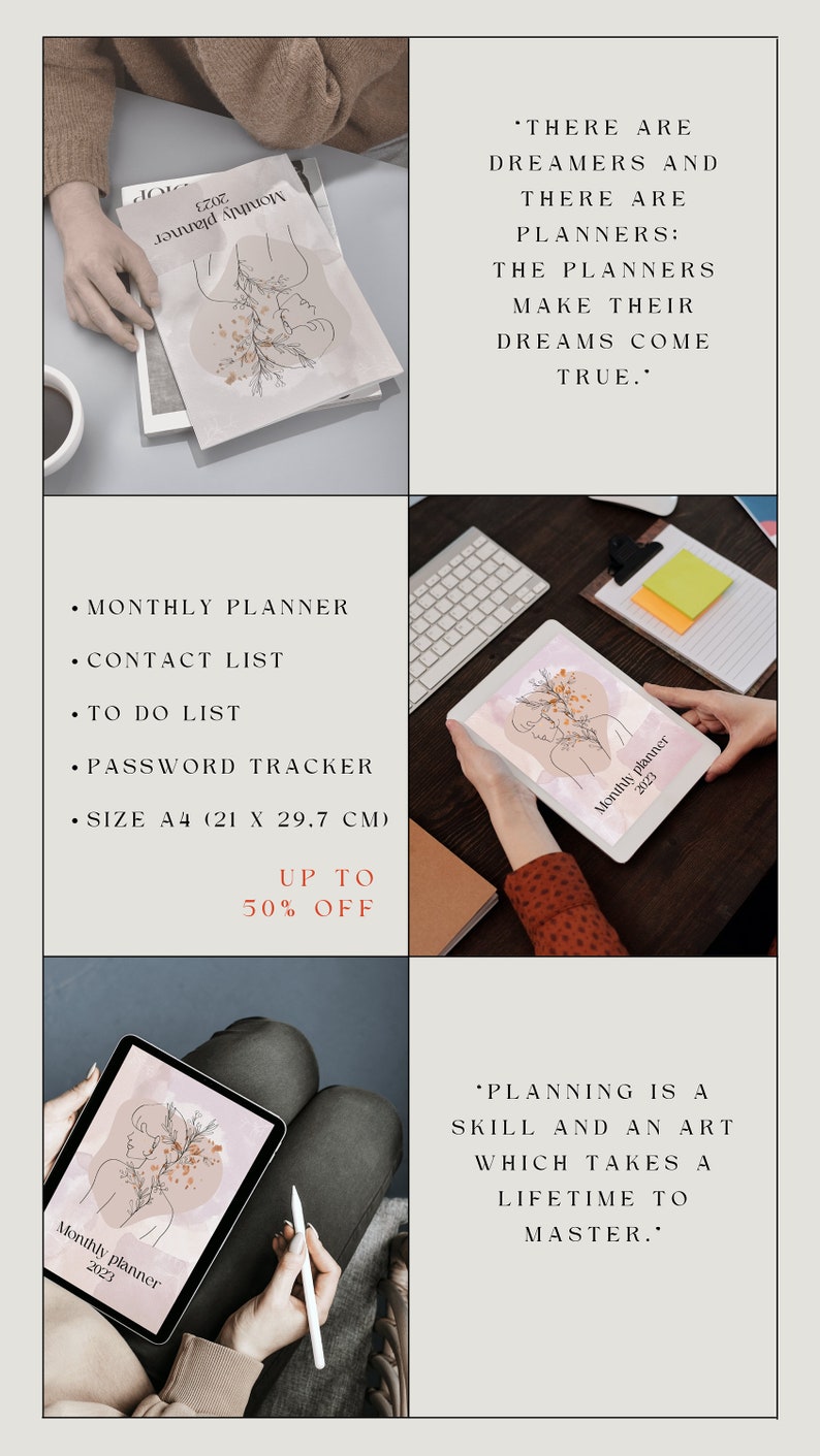 Digital / Printable A4 2023 Monthly Planner - Etsy