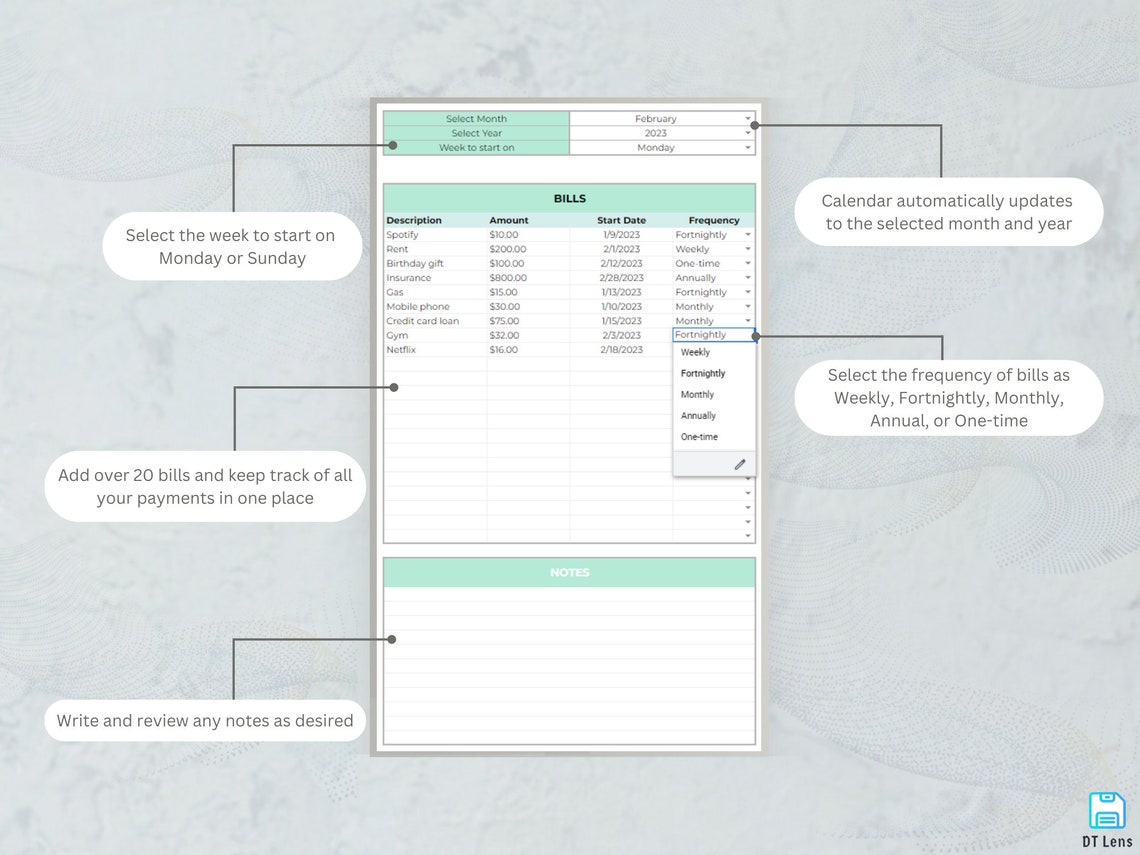 Smart Bill Calendar 2025-2026, Google Sheets Automatic Bill Calendar ...