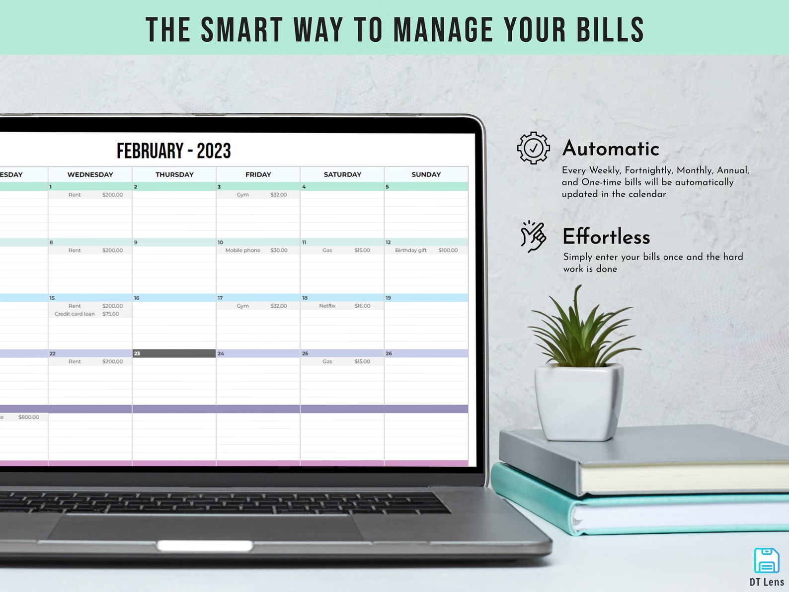 Smart Bill Calendar 2025-2026, Google Sheets Automatic Bill Calendar ...
