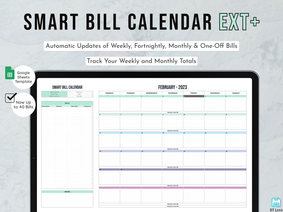 Smart Bill Calendar Ext+, Google Sheets Automatic Bill Calendar, Weekly ...