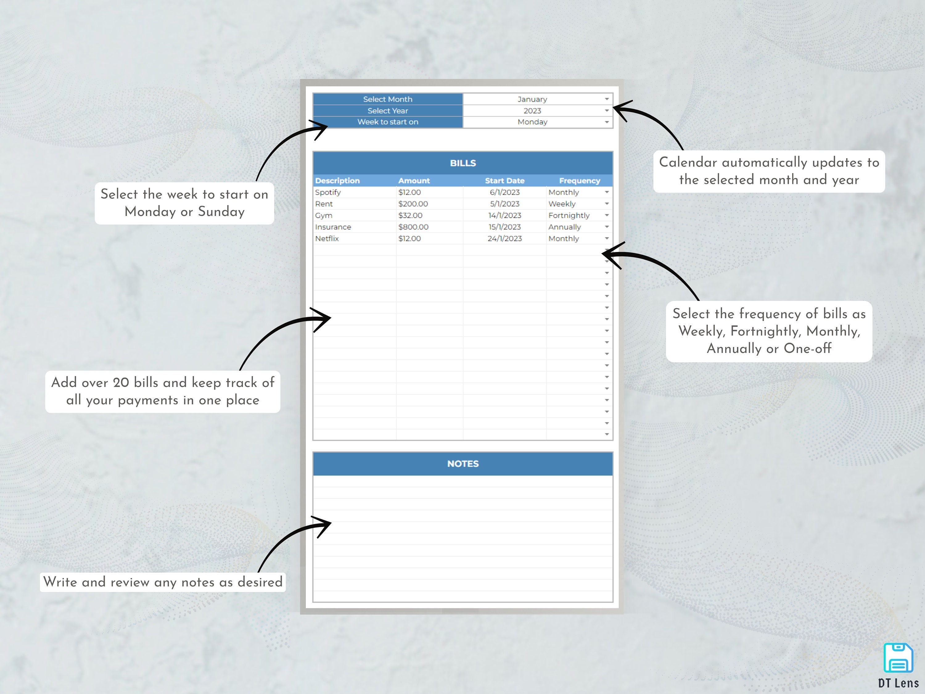 Smart Bill Calendar, Google Sheets Automatic Bill Calendar, Weekly ...