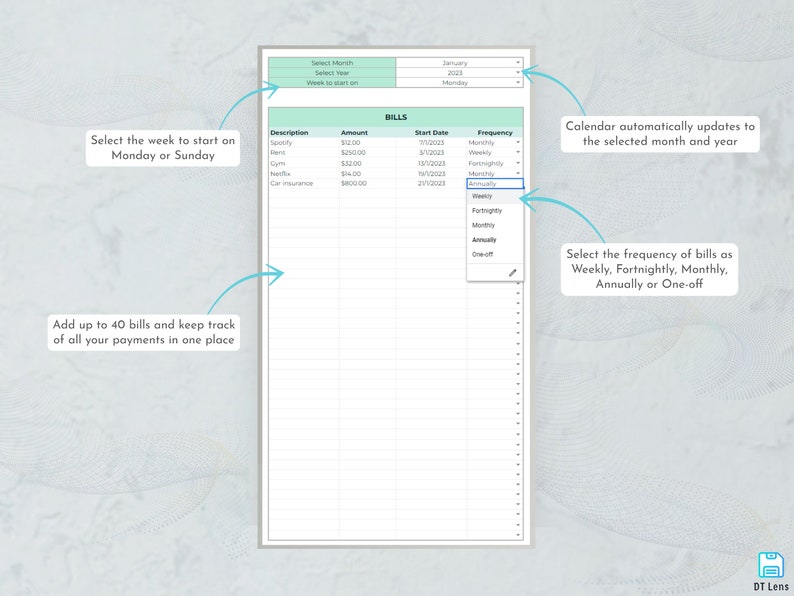 Smart Bill Calendar Ext+, Google Sheets Automatic Bill Calendar, Weekly ...