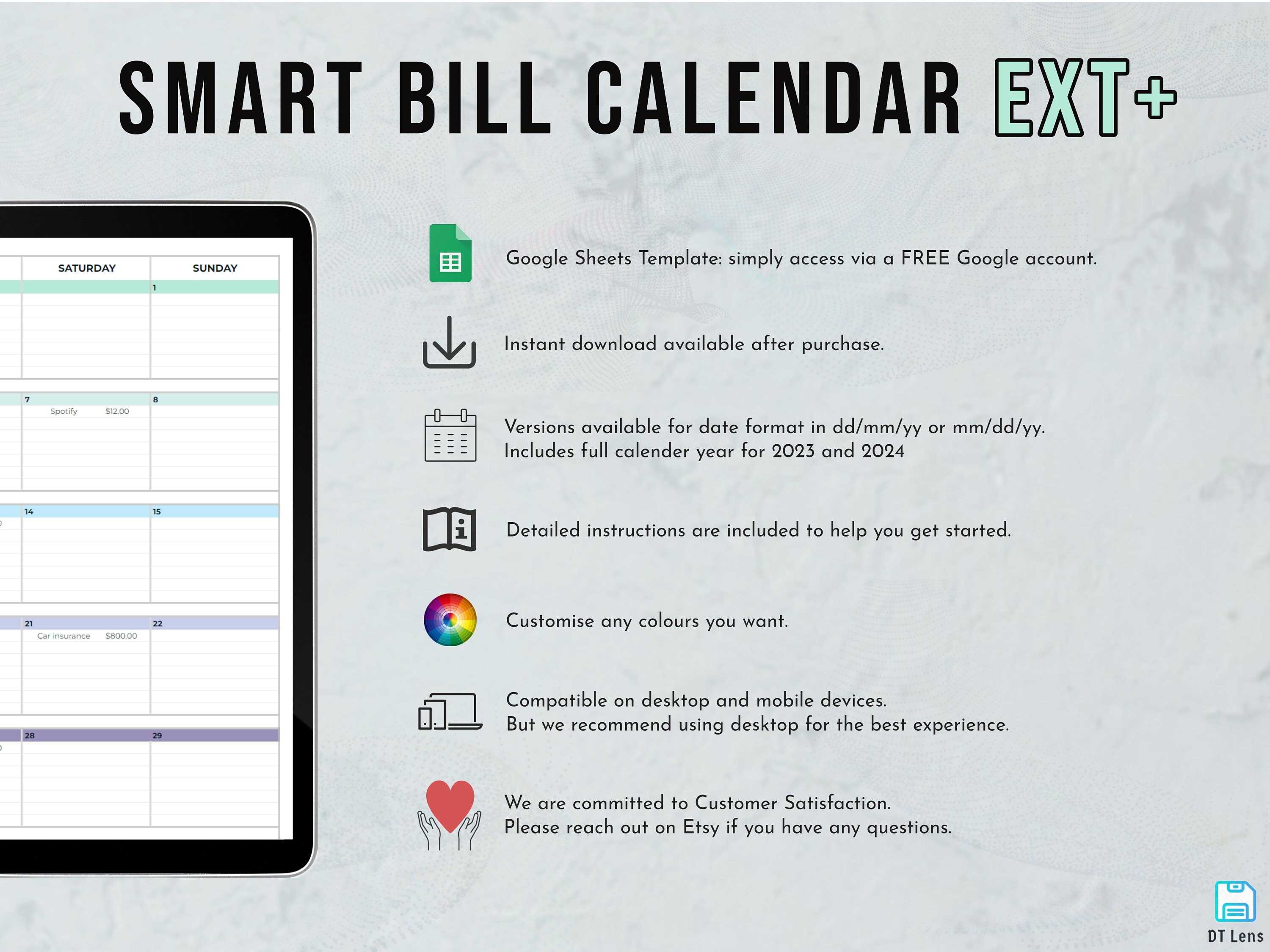 Smart Bill Calendar Ext+, Google Sheets Automatic Bill Calendar, Weekly ...