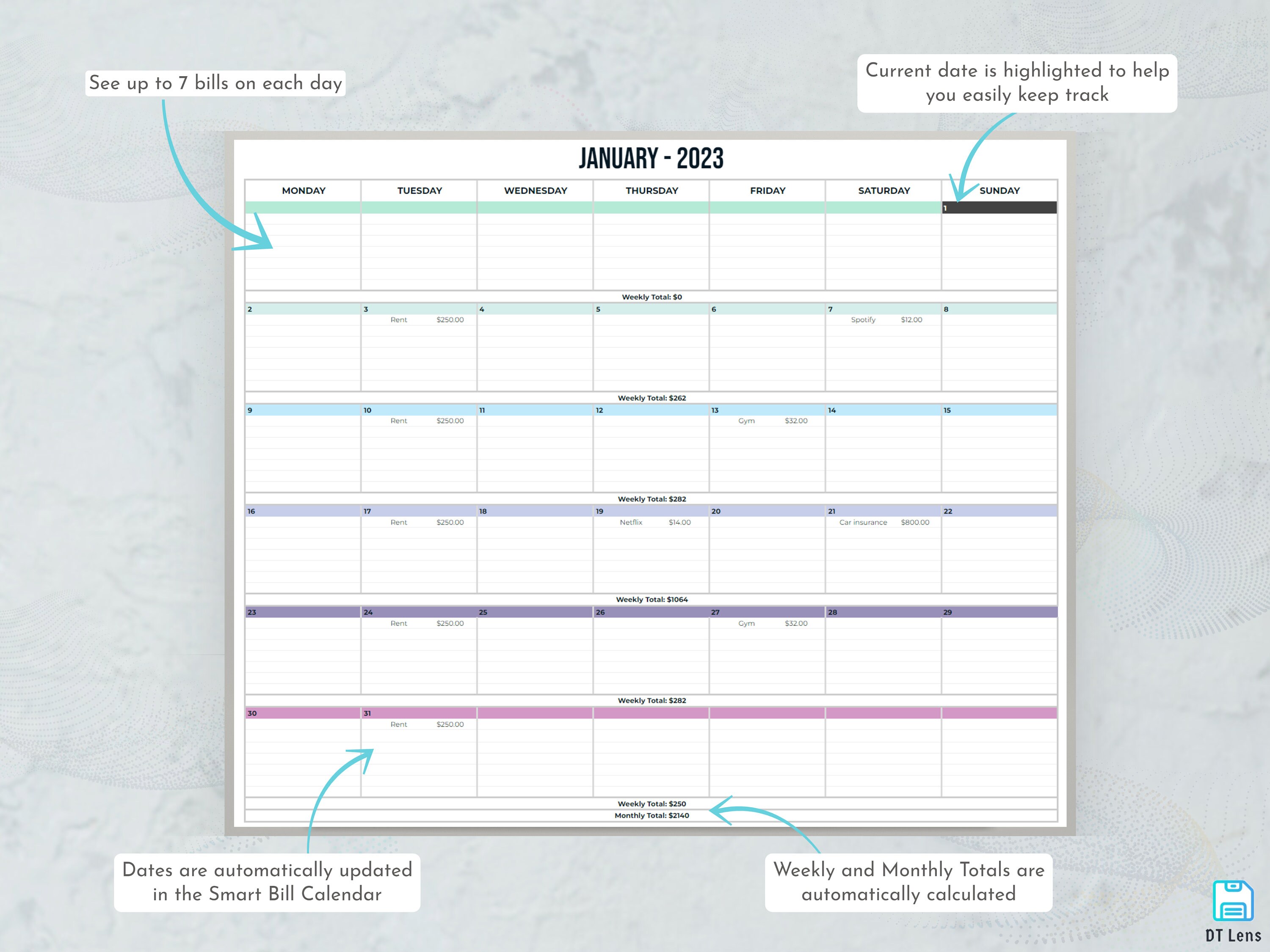 Smart Bill Calendar Ext+, Google Sheets Automatic Bill Calendar, Weekly ...