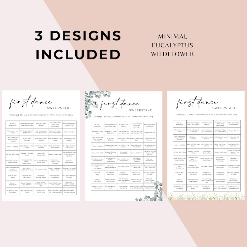 Wedding First Dance Sweepstake Poster – Printable Guest Game, Editable ...