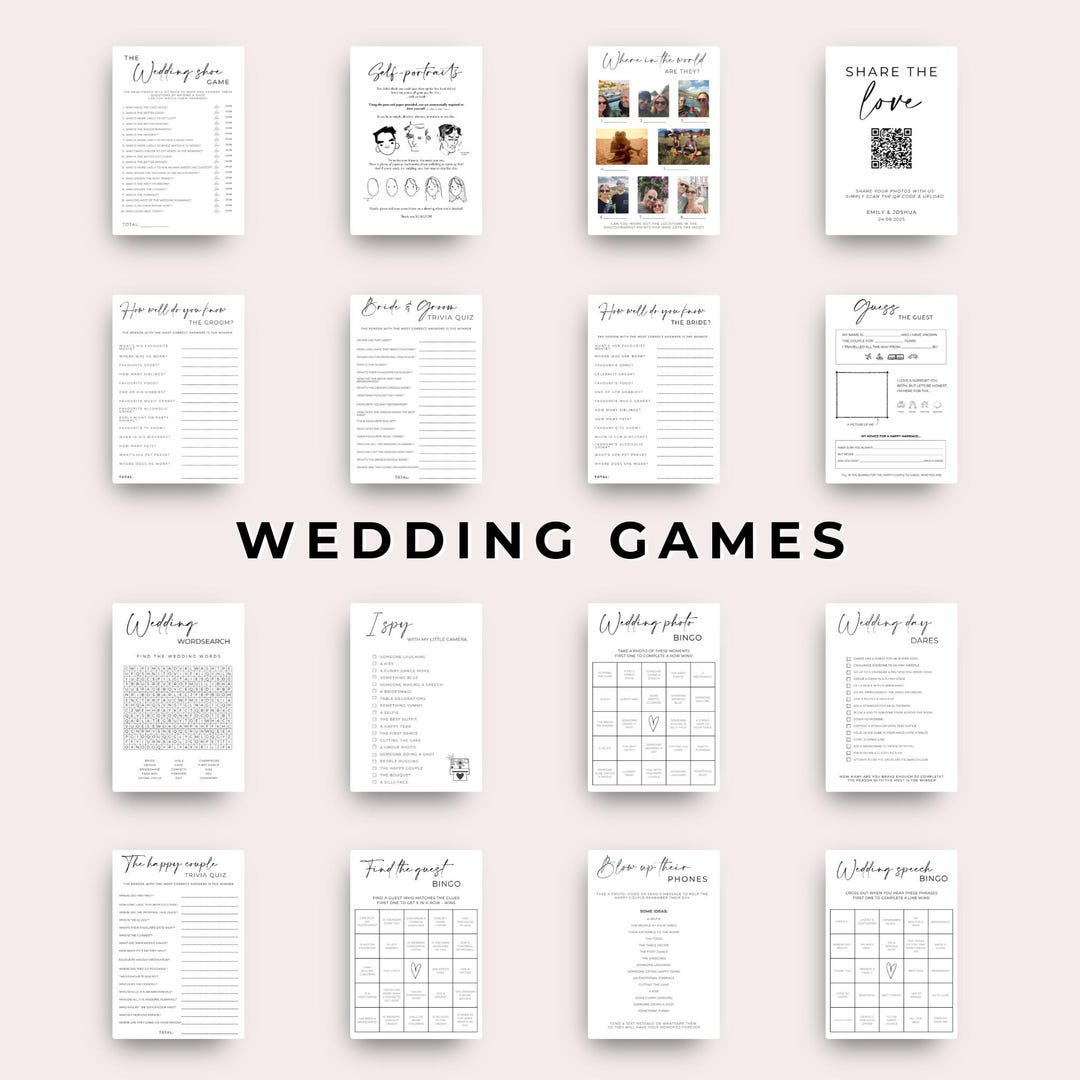 Wedding Table Games Bundle: Fun Reception Activities (digital Download ...