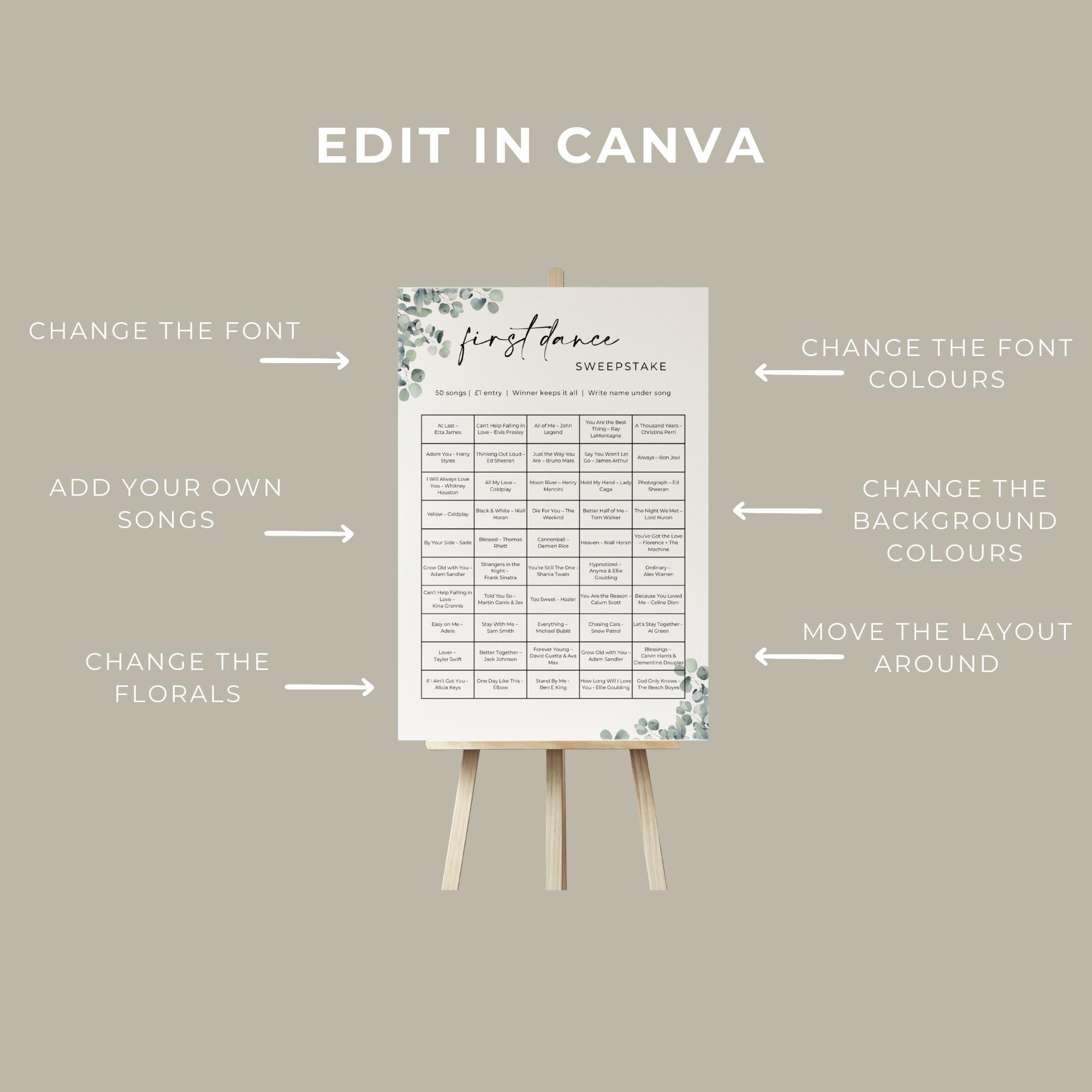 Wedding First Dance Sweepstake Poster – Printable Guest Game, Editable ...