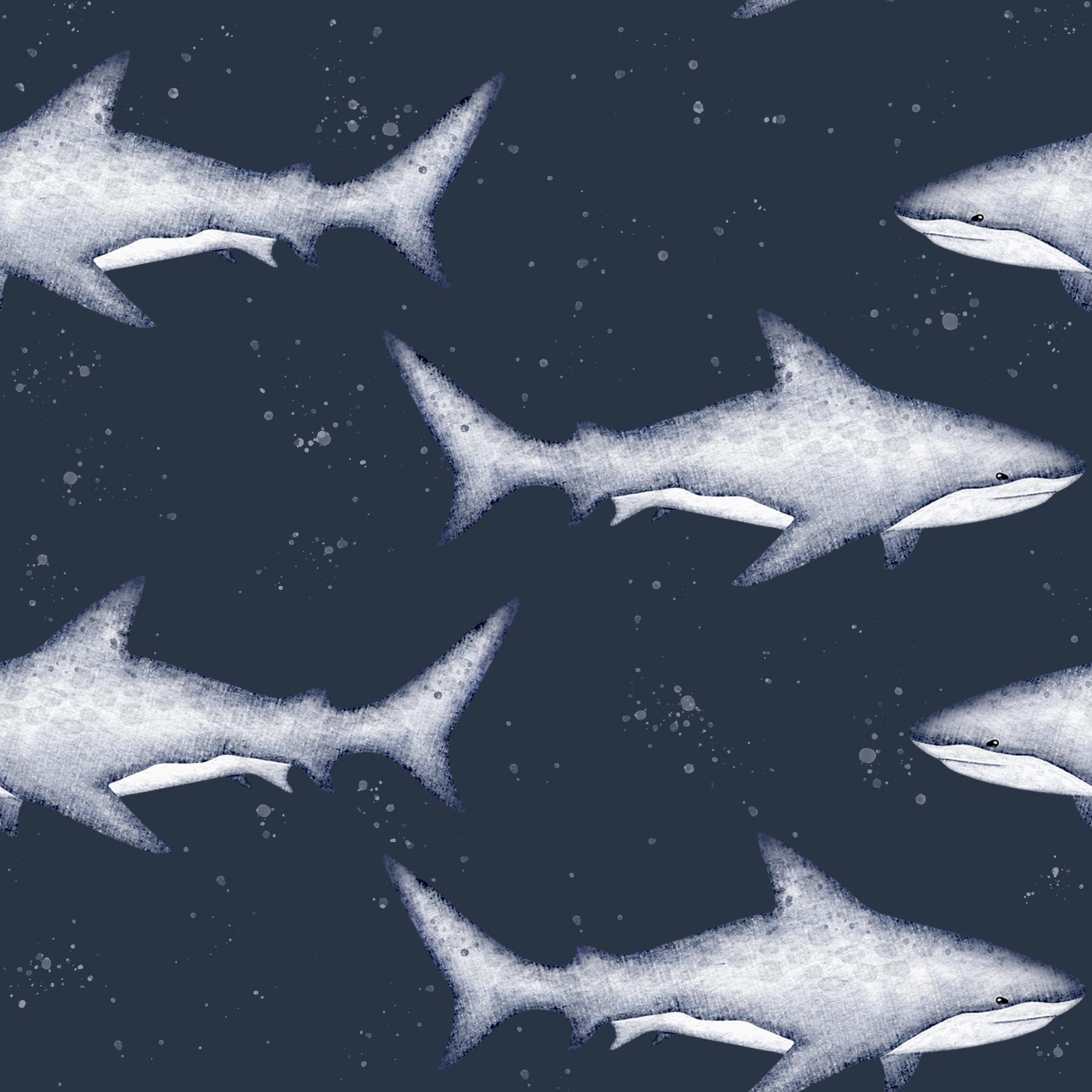 Shark Seamless Pattern Digital File, Ocean Fabric Design, Tiger Shark ...