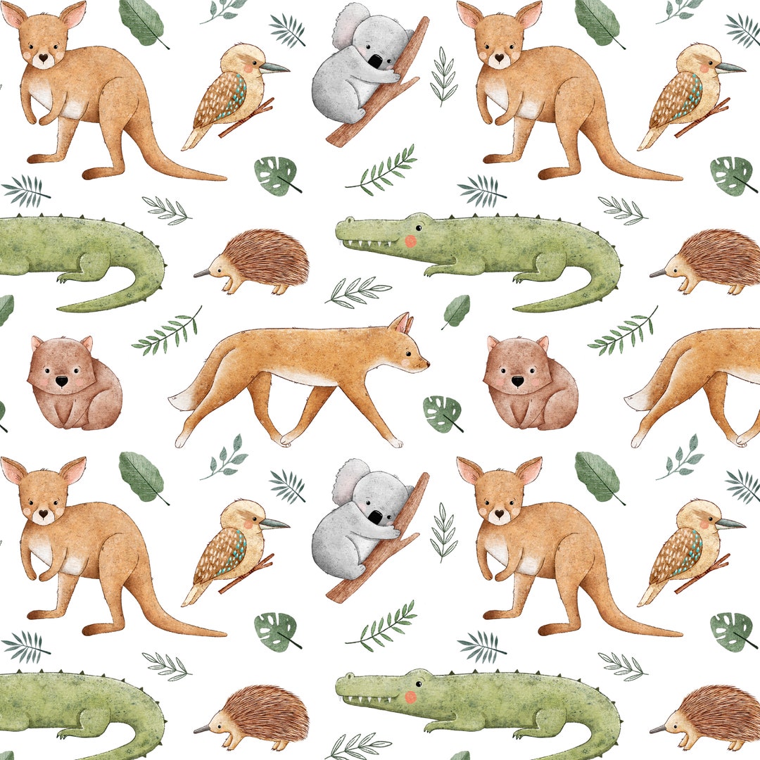 Australian Animal Seamless Pattern Design File, Australia Kangaroo ...