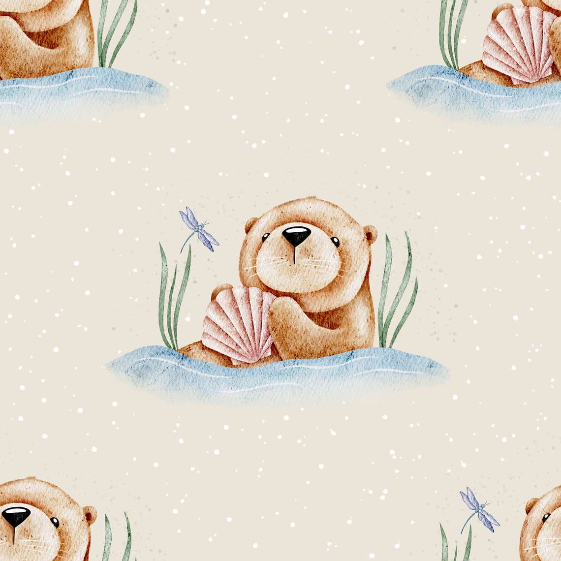 Otis Otter Seamless Pattern Digital File, Otter Fabric Design, Baby ...