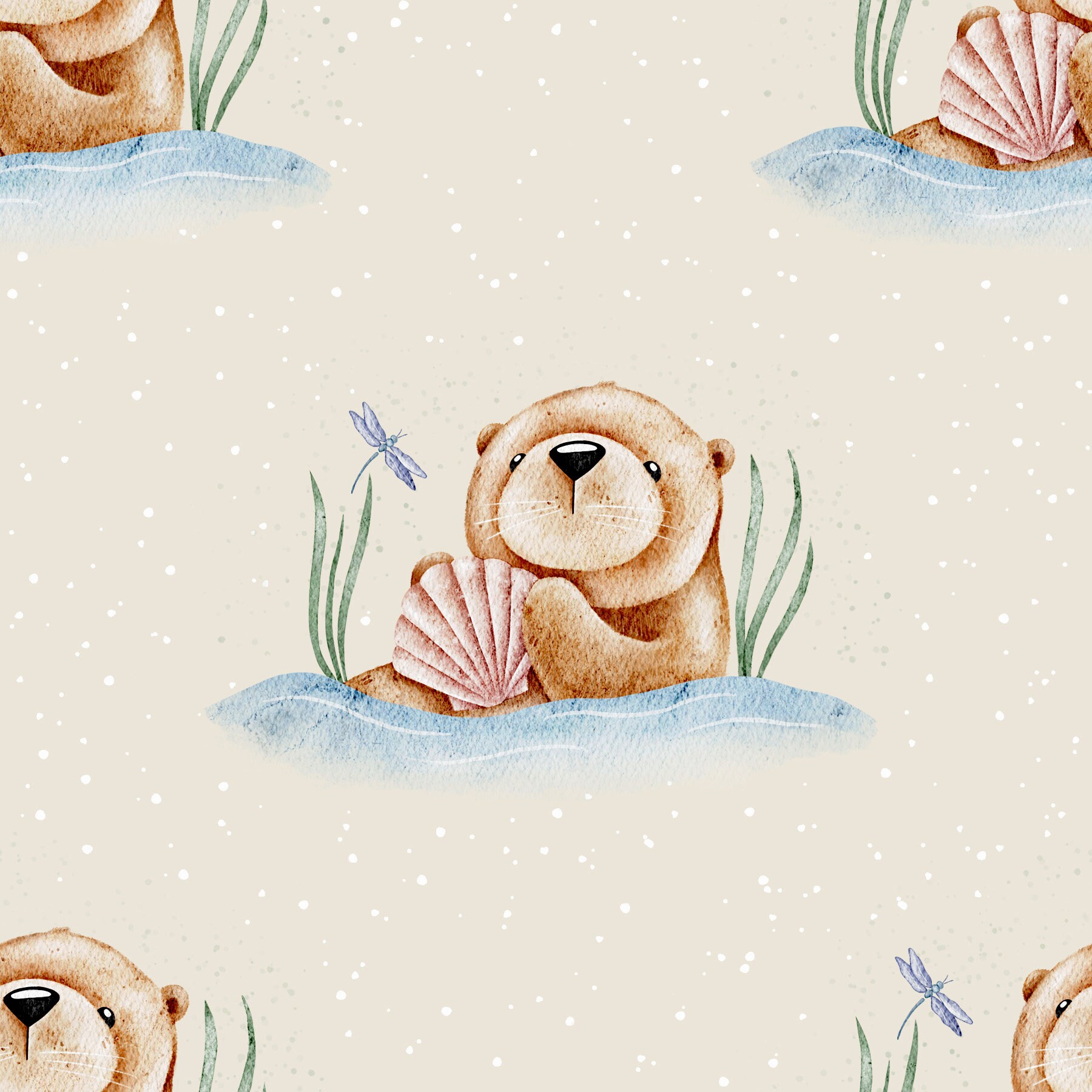 Otis Otter Seamless Pattern Digital File, Otter Fabric Design, Baby ...