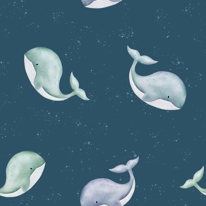 Whale Seamless Pattern, Repeat Design, Digital File, Commercial Licence ...