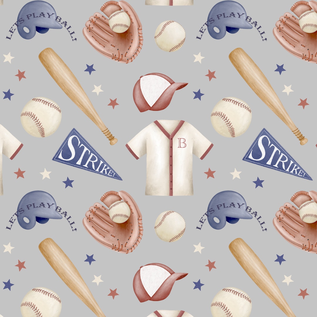 Baseball Seamless Pattern Digital File, Softball Fabric Design ...