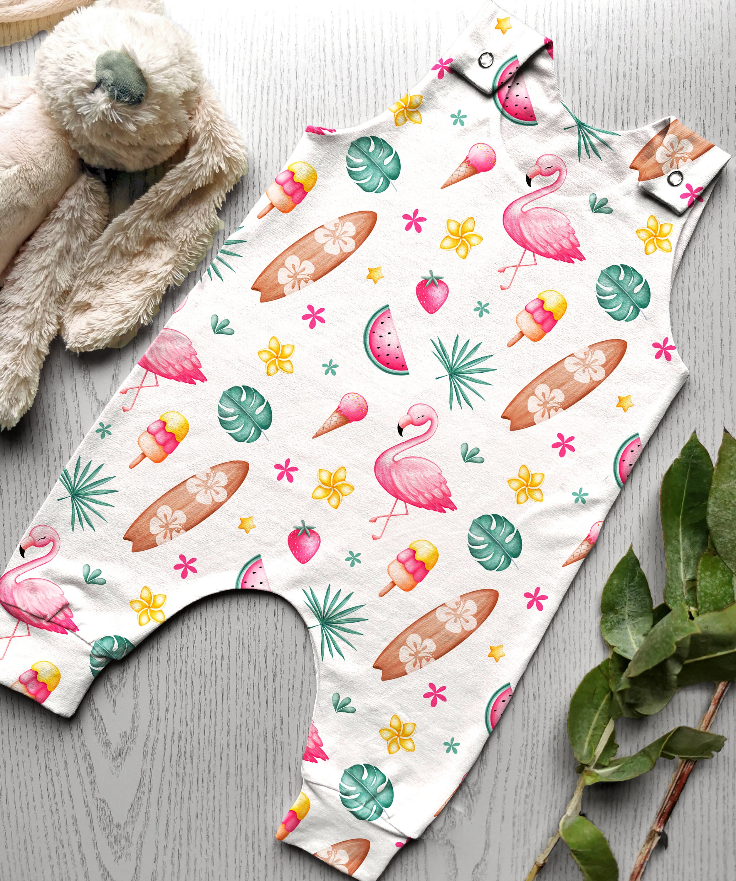 Summer Beach Surf Seamless Pattern, Flamingo Fabric Design, Tropical ...