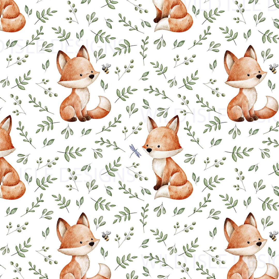 Woodland Fox Seamless Pattern Digital File Repeat, Cute Fabric Design ...