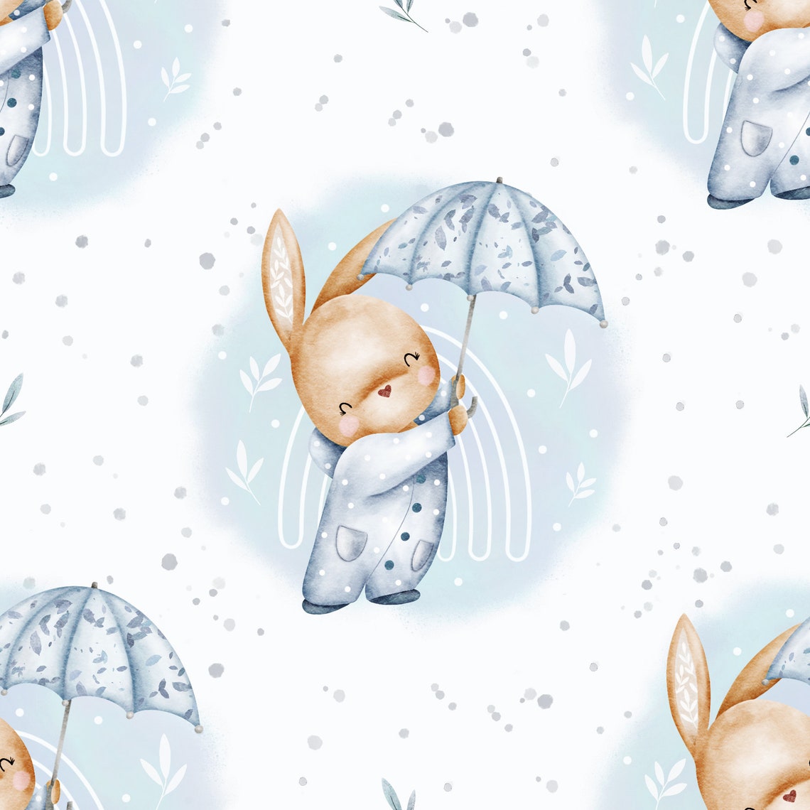 Bunny Seamless Pattern Digital File, Rabbit Fabric Design, Baby ...