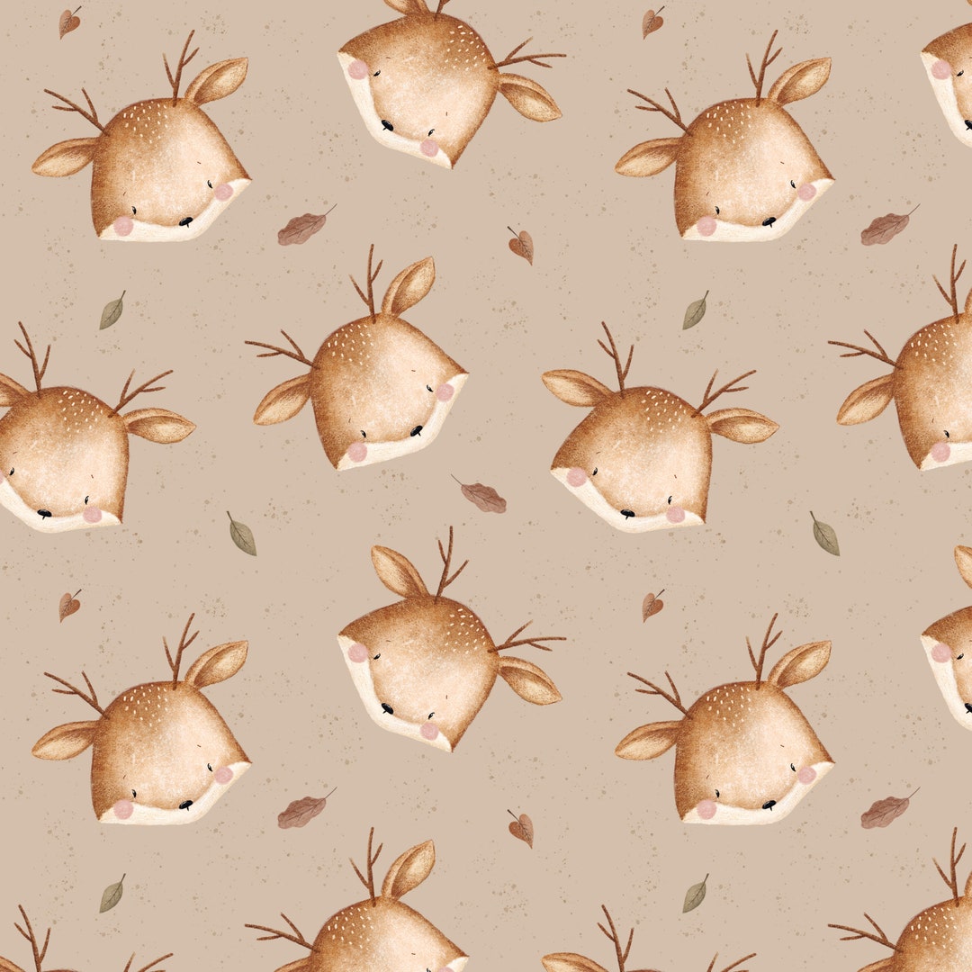 Cute Deer Seamless Pattern Digital File, Cute Fabric Design, Autumn ...