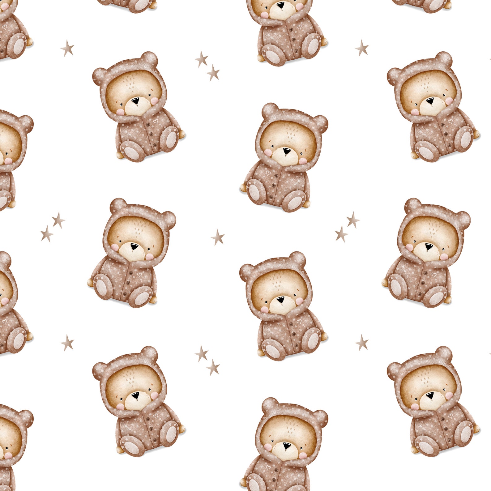 Bedtime Bear Seamless Pattern, Teddy Fabric Design, Baby Seamless ...