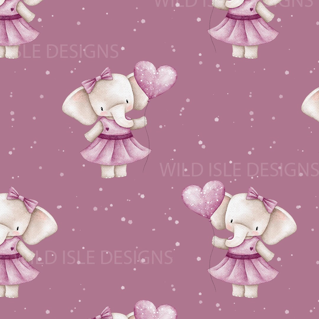 Pretty Pink Elephant Seamless Pattern, Digital Download, Non-exclusive ...