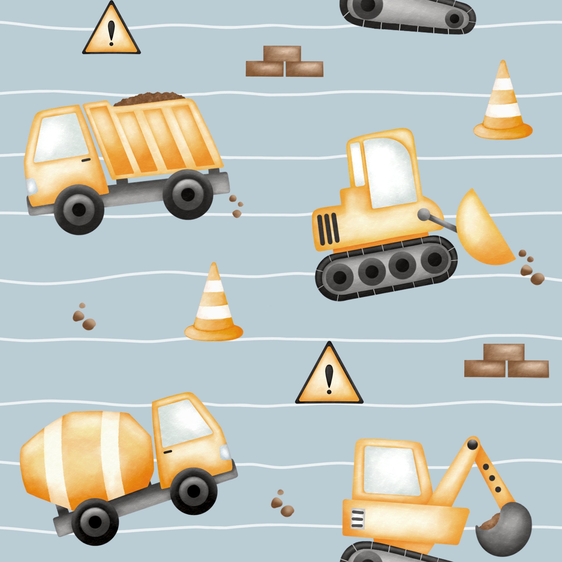 Construction Seamless Pattern Digital File, Digger Fabric Design, Boy ...