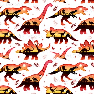 Dinosaur Seamless Pattern, Digital File Download, Sunset, T-rex ...