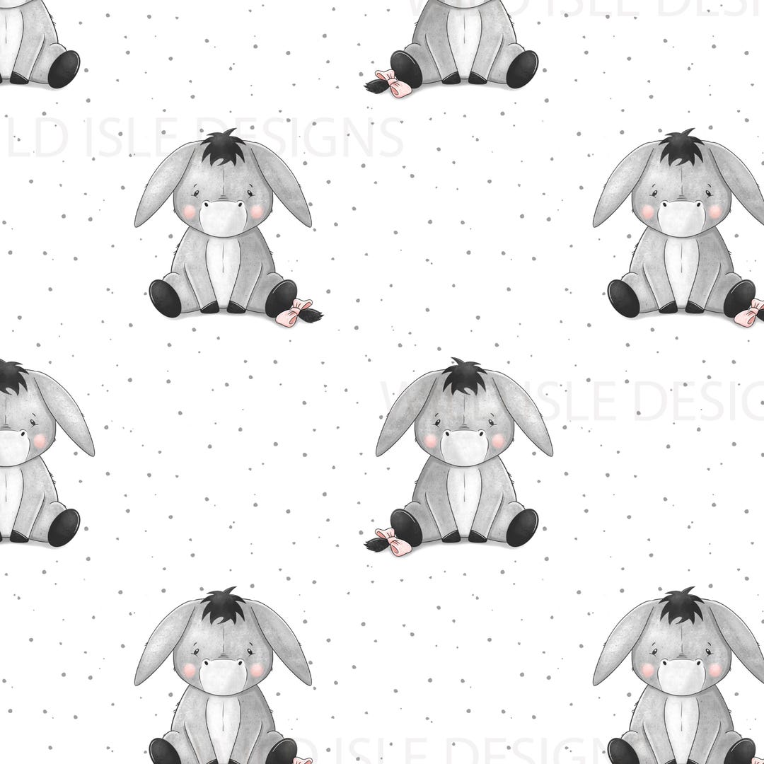 Hand Drawn Donkey Fairy Tale Seamless Pattern Digital File, Farm Fabric ...