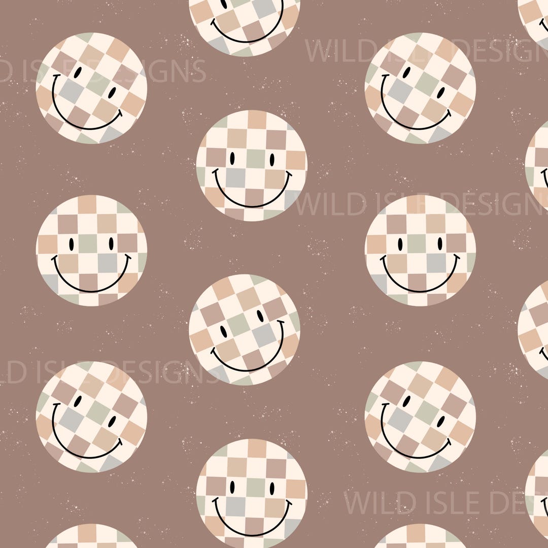 Smiley Face Retro Seamless Pattern Digital File, Cute Fabric Design ...