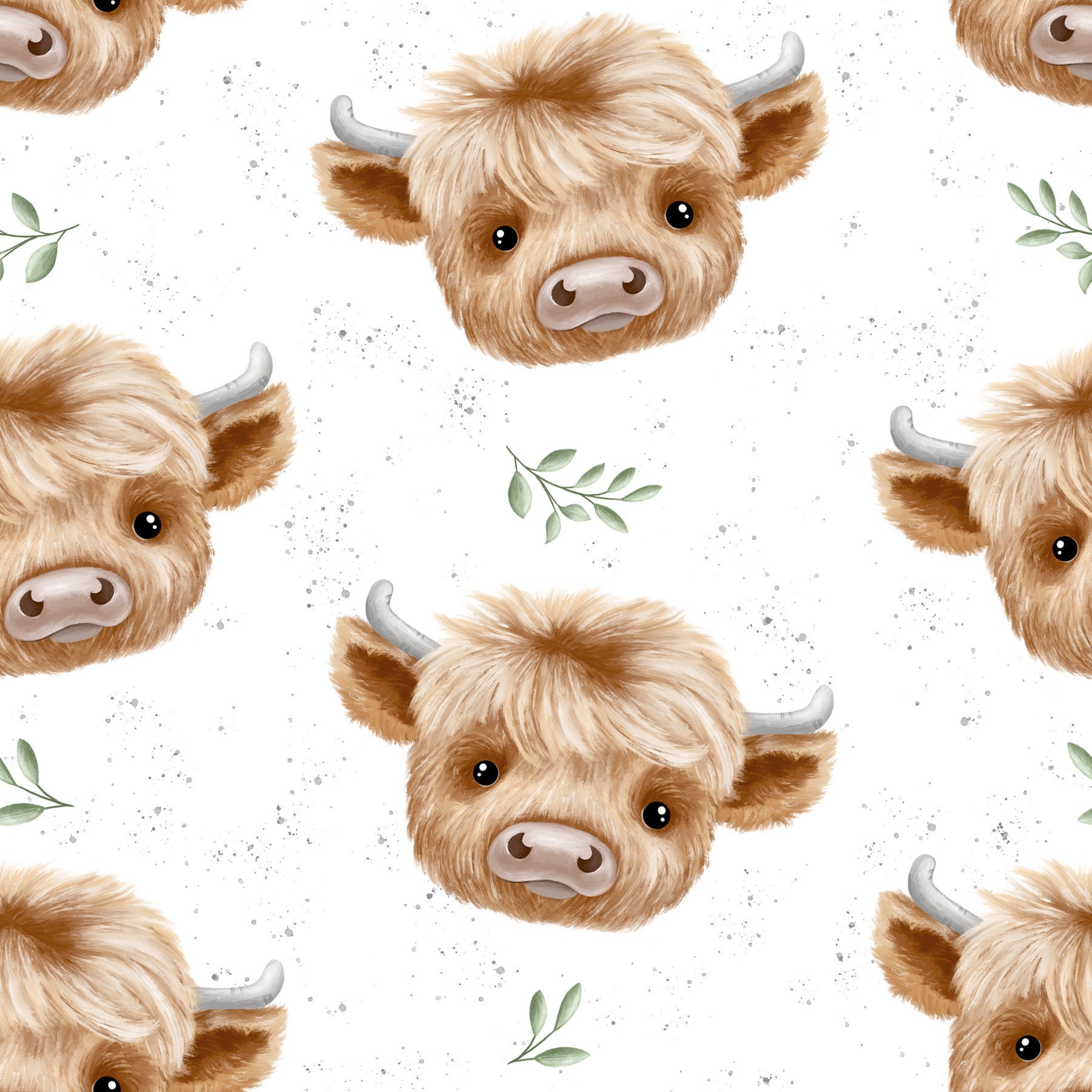 Highland Cow Seamless Pattern File, Farm Fabric Design, Baby Seamless ...