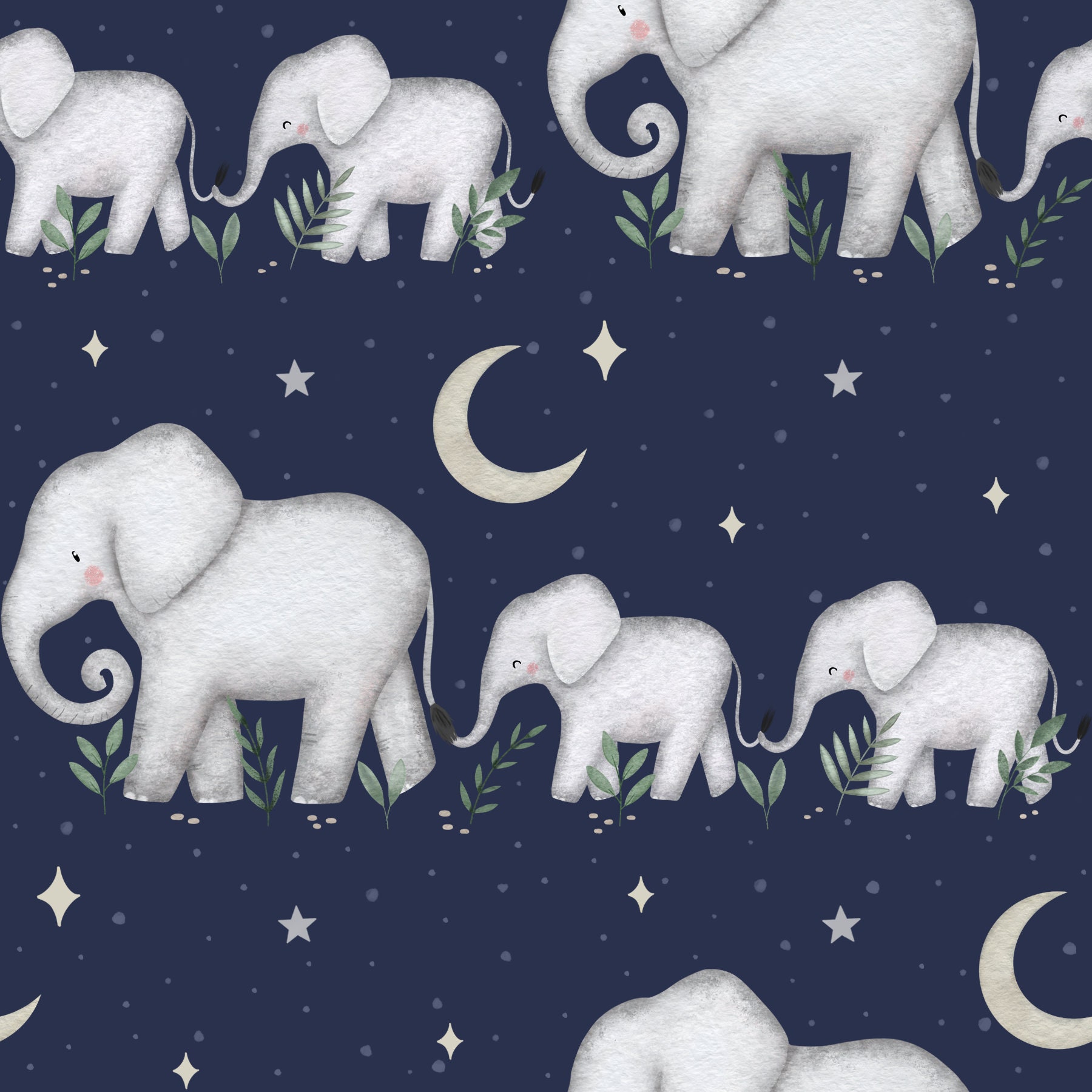 Elephant Seamless Pattern, Elephant Fabric Design, Baby Seamless ...