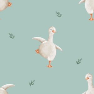 Spring Goose Seamless Pattern, Duck Digital File, Farm Fabric Design ...