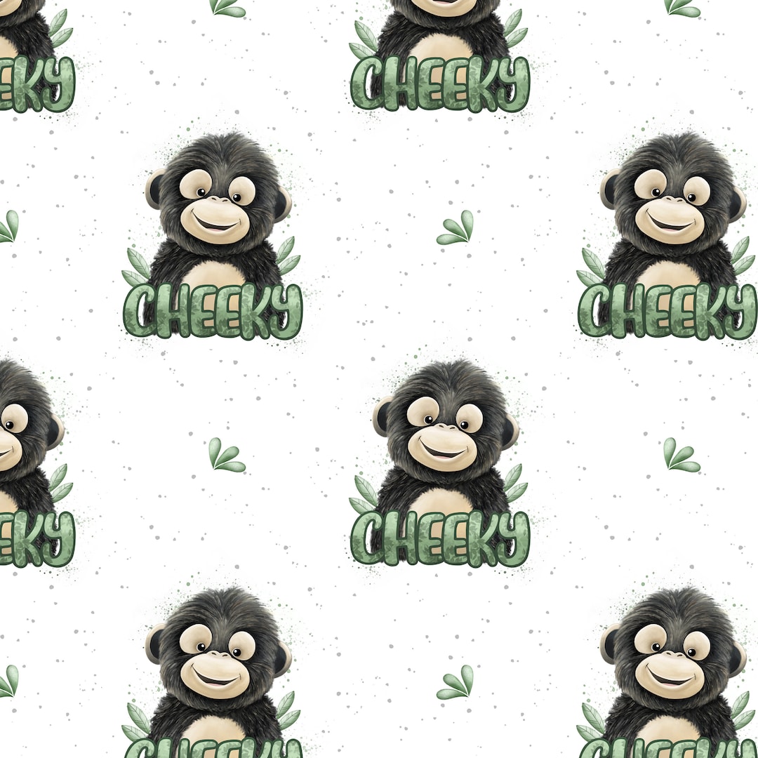 Cheeky Monkey Seamless Pattern Digital Download, Chimp Fabric Design ...