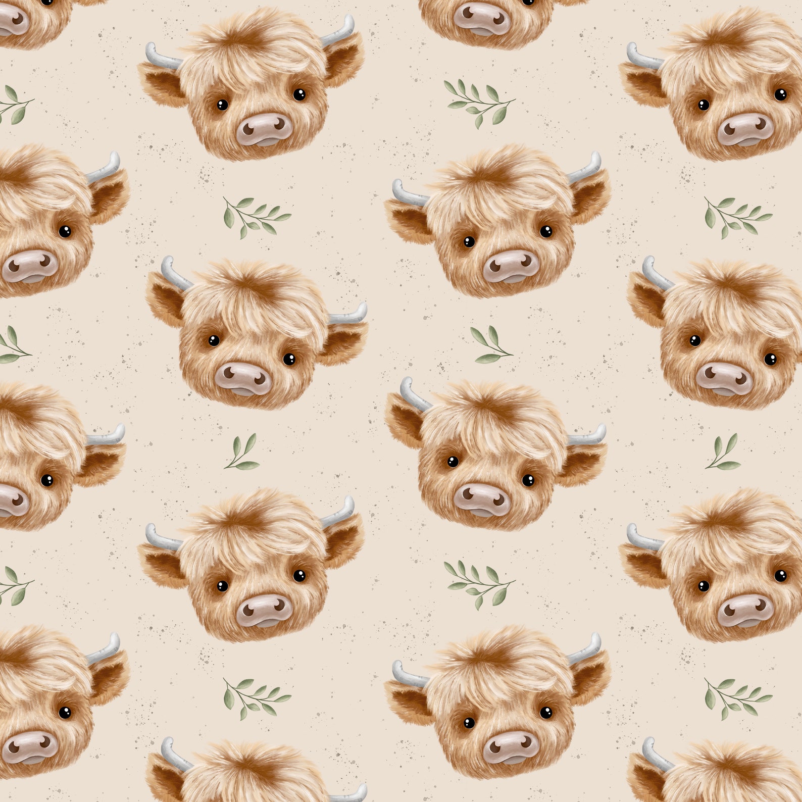 Highland Cow Seamless Pattern File, Farm Fabric Design, Baby Seamless ...