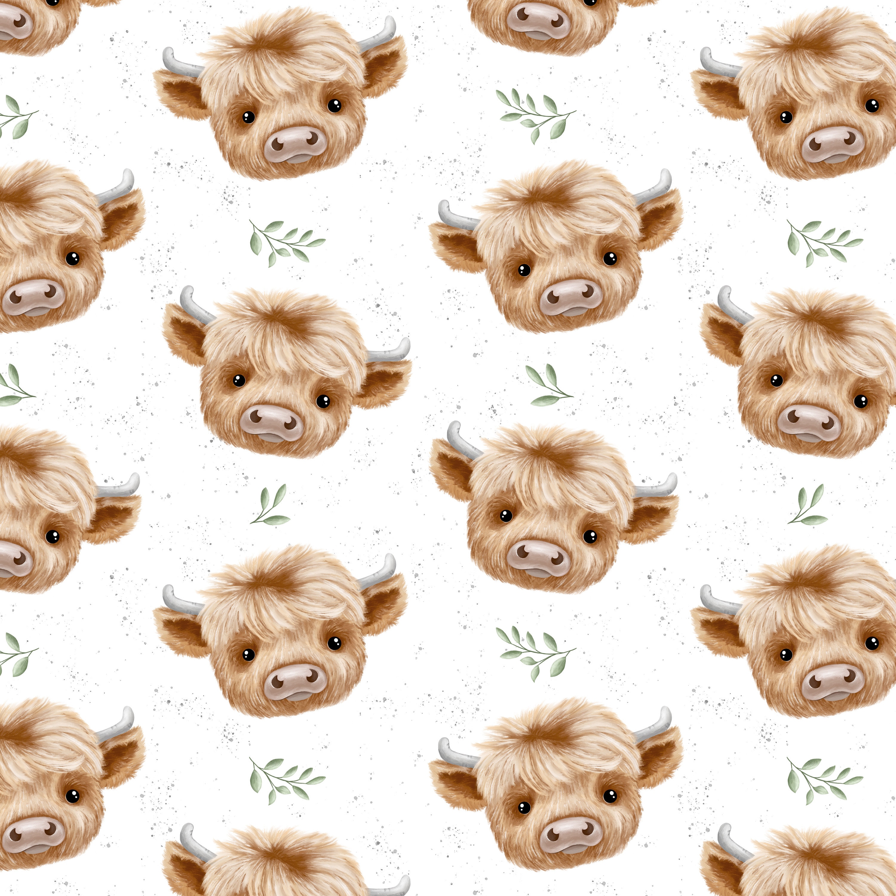 Highland Cow Seamless Pattern File, Farm Fabric Design, Baby Seamless ...