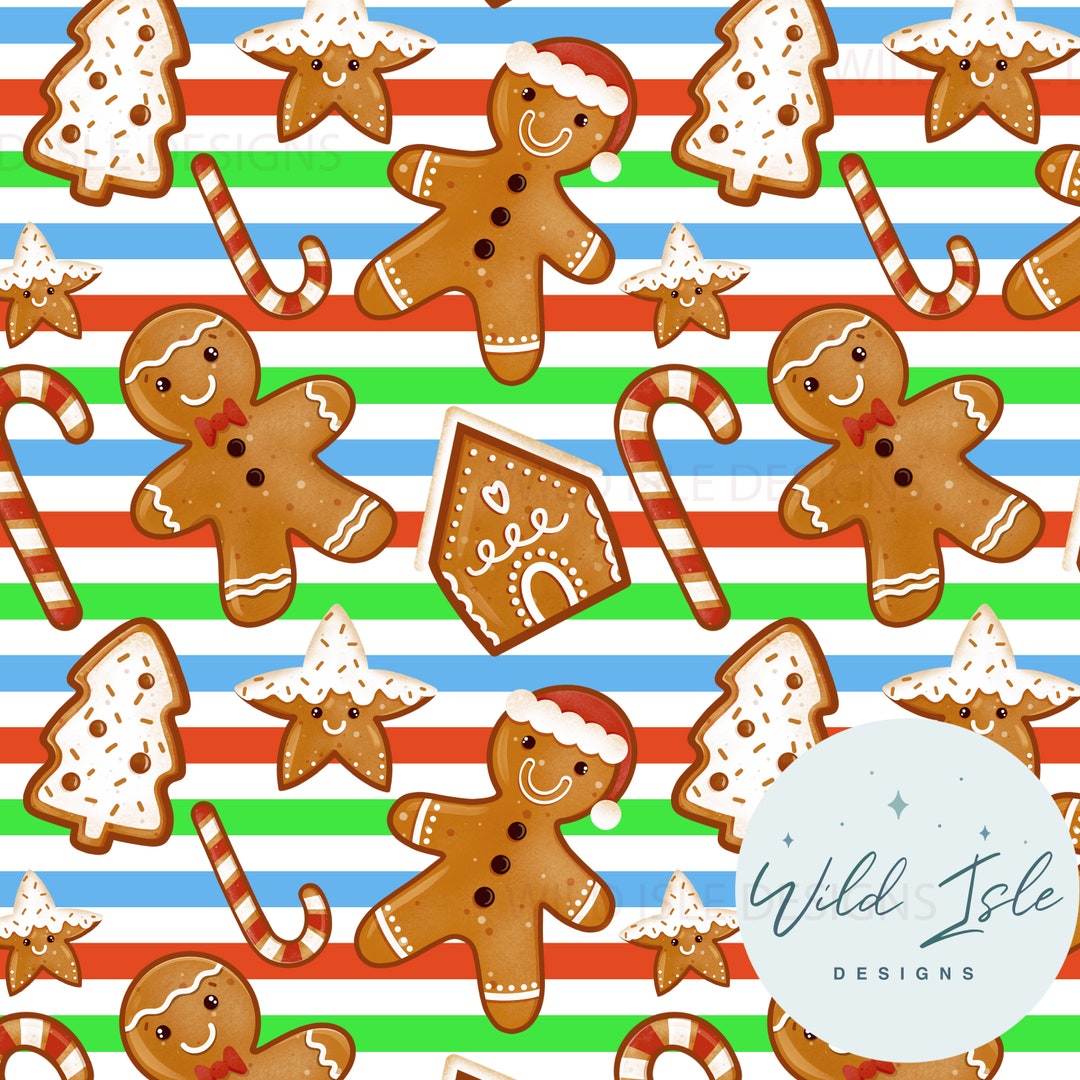 Gingerbread Man Seamless Pattern, Christmas Fabric Design, Kids ...
